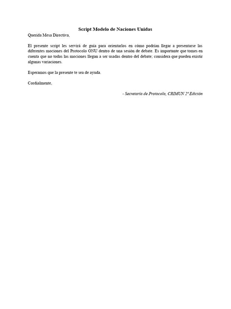 Script Modelo De Naciones Unidas Pdf Naciones Unidas Relaciones
