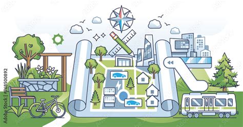 Urban Planning With Green And Sustainable City Infrastructure Outline