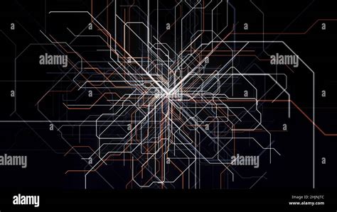 Abstract Colored Tangled Narrow Lines On Black Background Straight