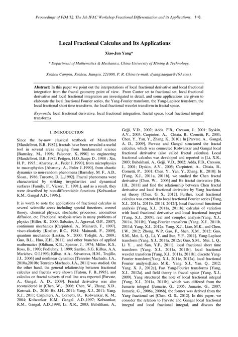 PDF Local Fractional Calculus And Its Applications