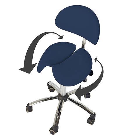 Split Seat Saddle Stool With Backrest Blue Zedmed