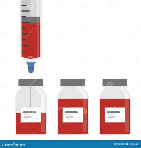Vector Injectiespuit Met Bloedflessen Vector Illustratie Illustration