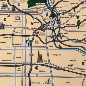 Los Angeles Map Illustration By Charles Labonge La City Poster 18” X