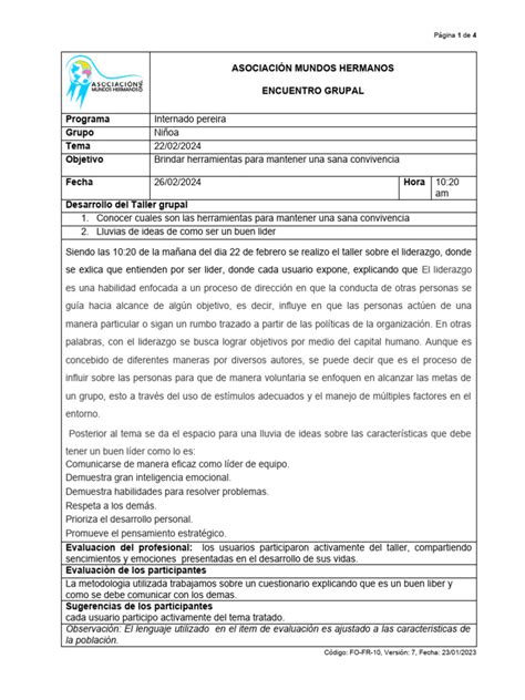 Taller De Liderazgo Niños Pdf Liderazgo Las Emociones