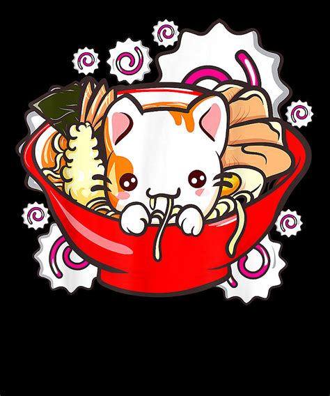 Cat Ramen Bowl Kawaii Anime Neko Cat Mom Crazy Cat Lady Drawing By DNT