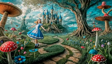 The Beautiful Girl Alice Found Herself In Wonderland Premium Ai