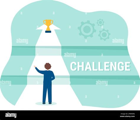 Challenge Illustration With Businessman Running To The Top And