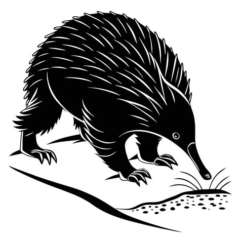 Equidna Alimentándose Negro Y Blanco 59792993 Vector En Vecteezy