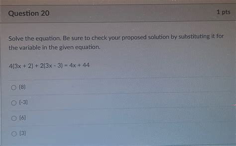 solved question 201ptssolve the equation be sure to check
