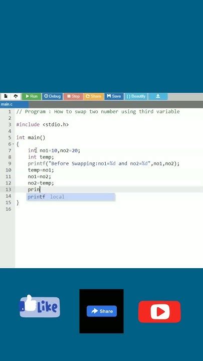How To Swap Two Number Using Third Variable C Programmingshortvideo Youtubeshorts Youtube