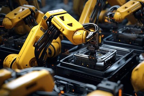 Premium Photo Industrial Robot Arms Assembling And Packaging Con 00405 02