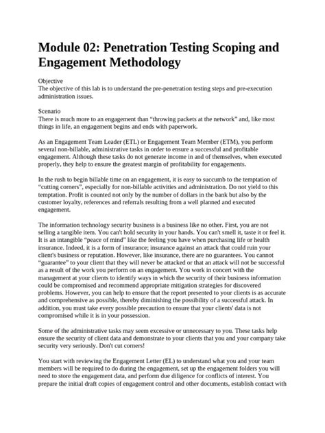 Module 02 Penetration Testing Scoping And Engagement Methodology