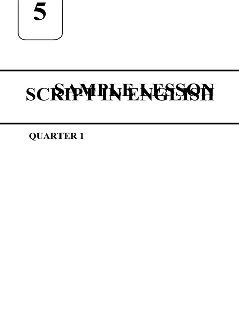 Lesson Script For Quarter 1 Week 1 Day 5 English Reading 5 Denn Marc P
