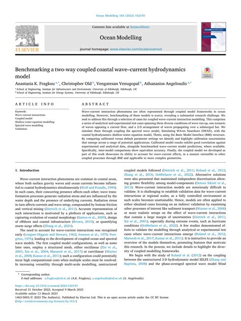 Pdf Benchmarking A Two Way Coupled Coastal Wavecurrent Hydrodynamics Model