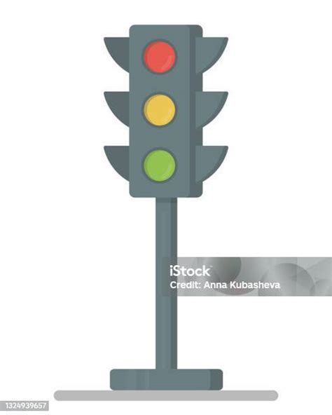 Lampu Lalu Lintas Dengan Ketiga Warna Menyala Ilustrasi Vektor Desain