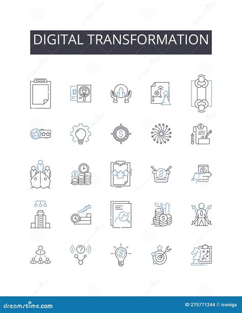 Digital Transformation Line Icons Collection Business Innovation
