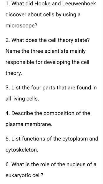 Answered 1 What Did Hooke And Leeuwenhoek Discover About Cells By Using A Microscope 2 What