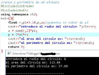 Rea Y Per Metro De Un Circulo En C Ejercicio