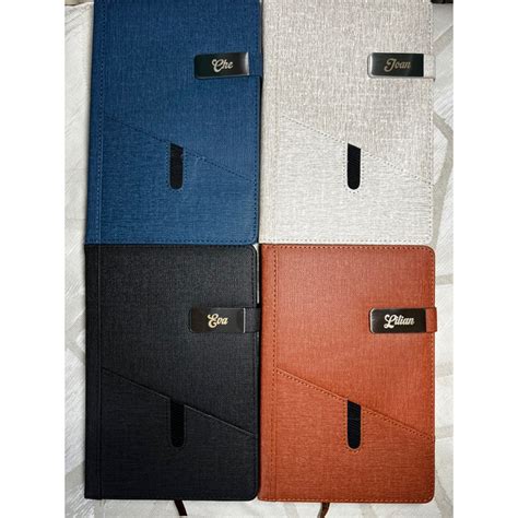 Personalized Leatherette Notebook With Pocket Free Laser Name Engrave Customized Notebook Metal