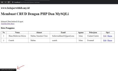 Tutorial Php Pemula Part 14 Cara Membuat Crud Dengan Php Dan Mysqli Belajarwithib