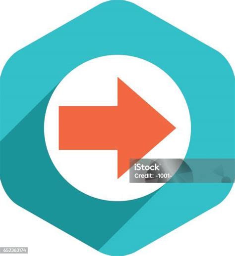 육각형 아이콘 플랫 스타일에 동그라미에서 화살표 기호 가리키기에 대한 스톡 벡터 아트 및 기타 이미지 가리키기 긴 그림자 디자인 녹색 Istock