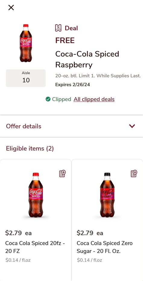 Free Coca Cola Spiced Raspberry From Safeway And Sister Stores Through