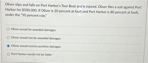 Solved Oliver Slips And Falls On Port Harbors Tour Boat And