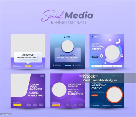 비즈니스 소셜 미디어 배너 편집 가능한 최소 사각형 배너 템플릿의 집합입니다 소셜 미디어 게시물 및 웹 인터넷 광고에 적합합니다 벡터 일러스트레이터 가상현실에 대한 스톡