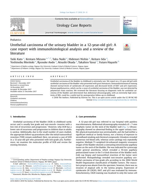 Pdf Urothelial Carcinoma Of The Urinary Bladder In A 12 Year Old Girl