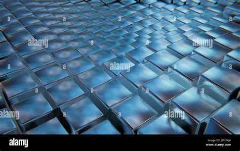 Steel Shiny Blue Cubes Abstract Symmetrical Background 3d Render