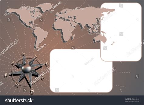 Scrapbook Map World Globe Compass Rose Stock Vector Royalty Free