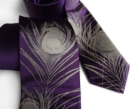 Peacock Tie Peacock Feather Tie Mens Wedding Tie Etsy