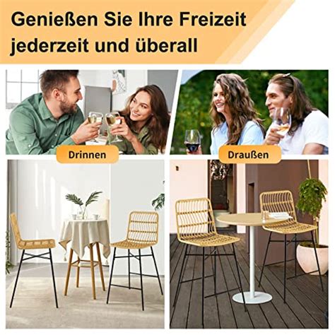 ᐅ COSTWAY 2er Set Barhocker mit Rückenlehne und Fußstütze Hausbar