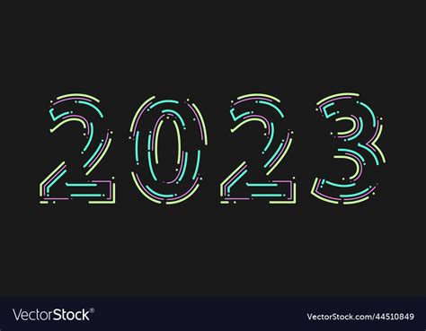 Colorful Neon Tube Numbers 2023 New Year Neon Vector Image