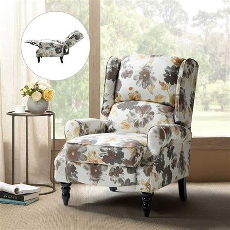 Modern Wingback Reclining Armchair Push Back Manual Recliner With