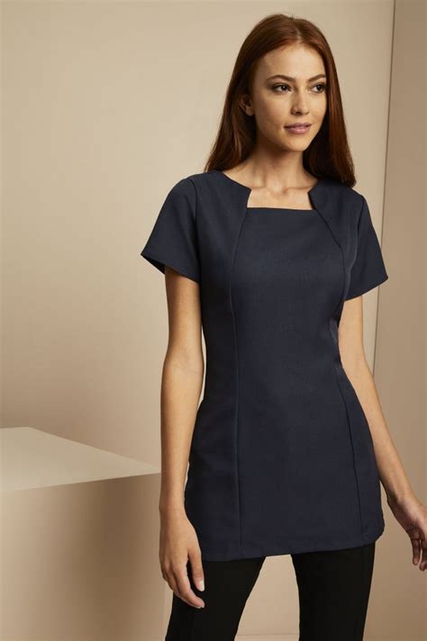 Sj Womens Lightweight Square Neck Tunic W Pockets Navy Sj