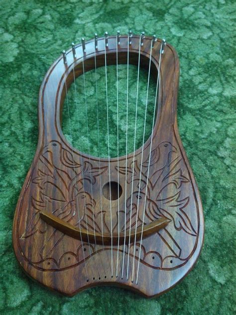 S L New Lyre Harp Rosewood 10 Strings Hand Engraved Lyra Harp Rose Wood