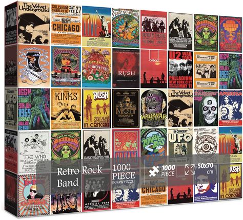 Amazon ヴィンテージロックパズル 1000ピース 大人用 ロックンロールバンド 音楽パズル アルバムカバー ジグソーパズル 音楽
