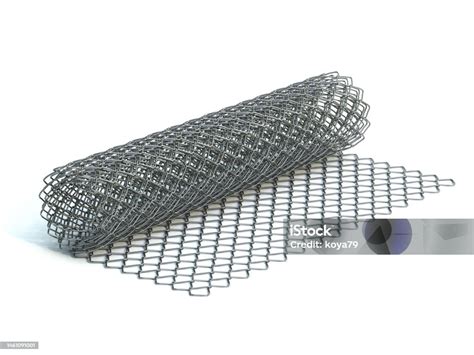 Coil Of Steel Wire Mesh Netting Roll Chain Link Fence 3d Rendering