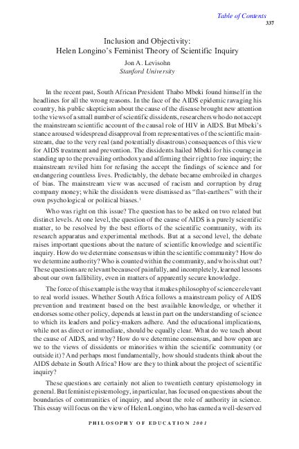 Pdf Inclusion And Objectivity Helen Longinos Feminist Theory Of