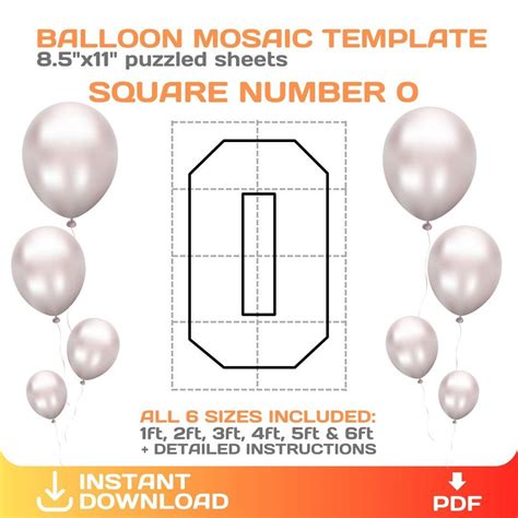 Square Number 0 Marquee Mosaic From Balloons Diy Zero Number Template