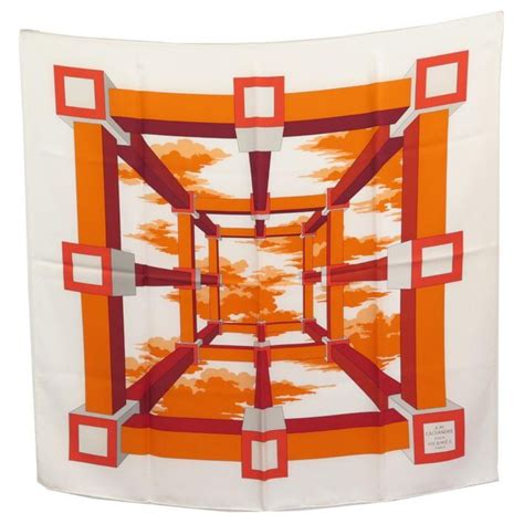 Hermès Hermes Perspective Scarf By Am Cassandre In Orange Silk Scarf Ref329865 Joli Closet