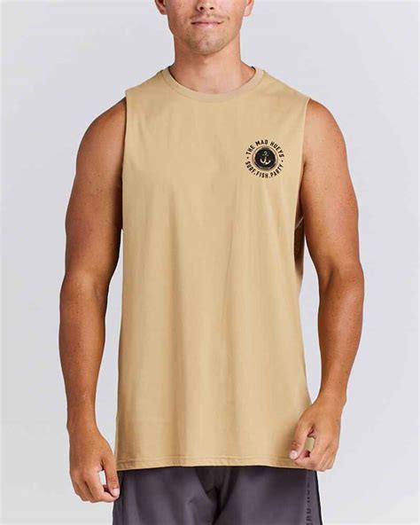 Mad Hueys Get Bent Muscle Tan Mens Tops Sequence Surf Shop Mad Hueys S22