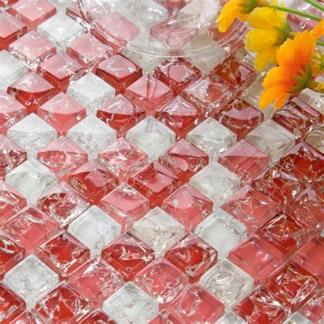Red Glass Tile Backsplash Subway Tiles Mosaic Fireplace Brick For