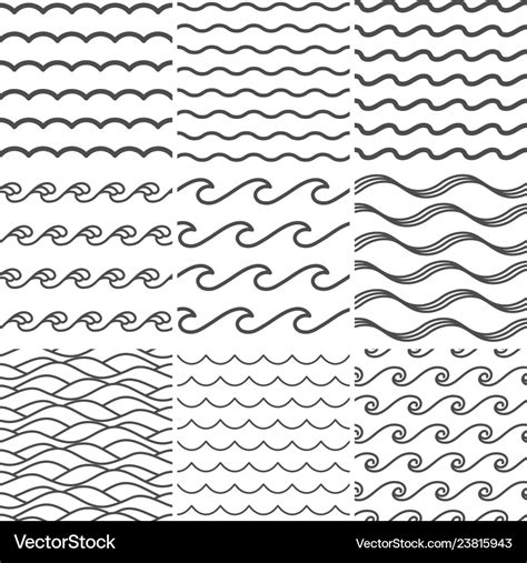 Seamless Water Waves Pattern Sea Wave Ocean Vector Image