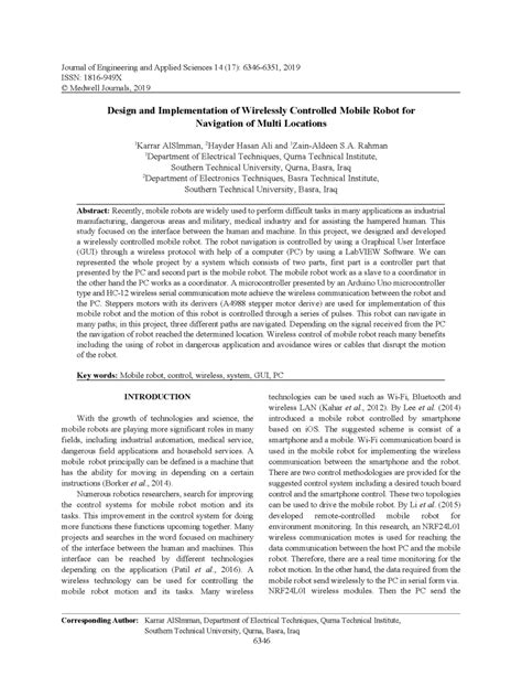 pdf design and implementation ofwirelessly controlled mobile robot