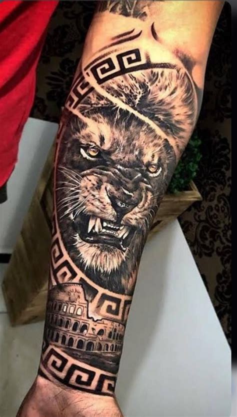Colosseum Tattoo Forearm Roman Lion Tattoo Lion Forearm Tattoos