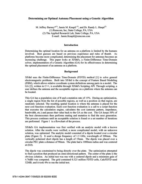 determining an optimal antenna placement using a genetic algorithm