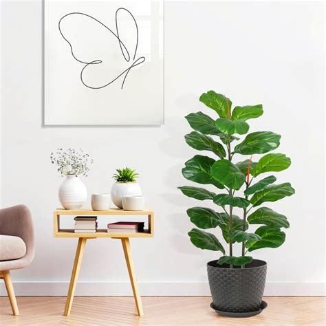 IDEALHOUSE Ficus Lyrata Árbol de higuera artificial de hoja de violín de pulgadas para sala