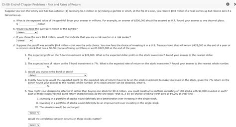 Solved End Of Chapter Problems Risk And Rates Of Return